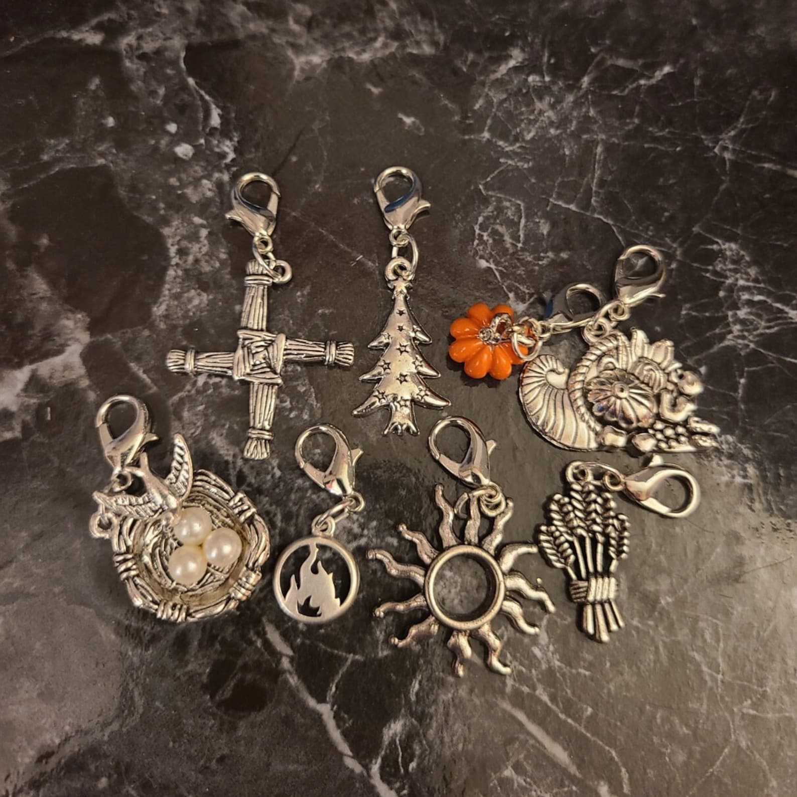 Wheel of the Year, All 8 Sabbat Charms, Yule, Imbolc, Ostara, Beltane ...