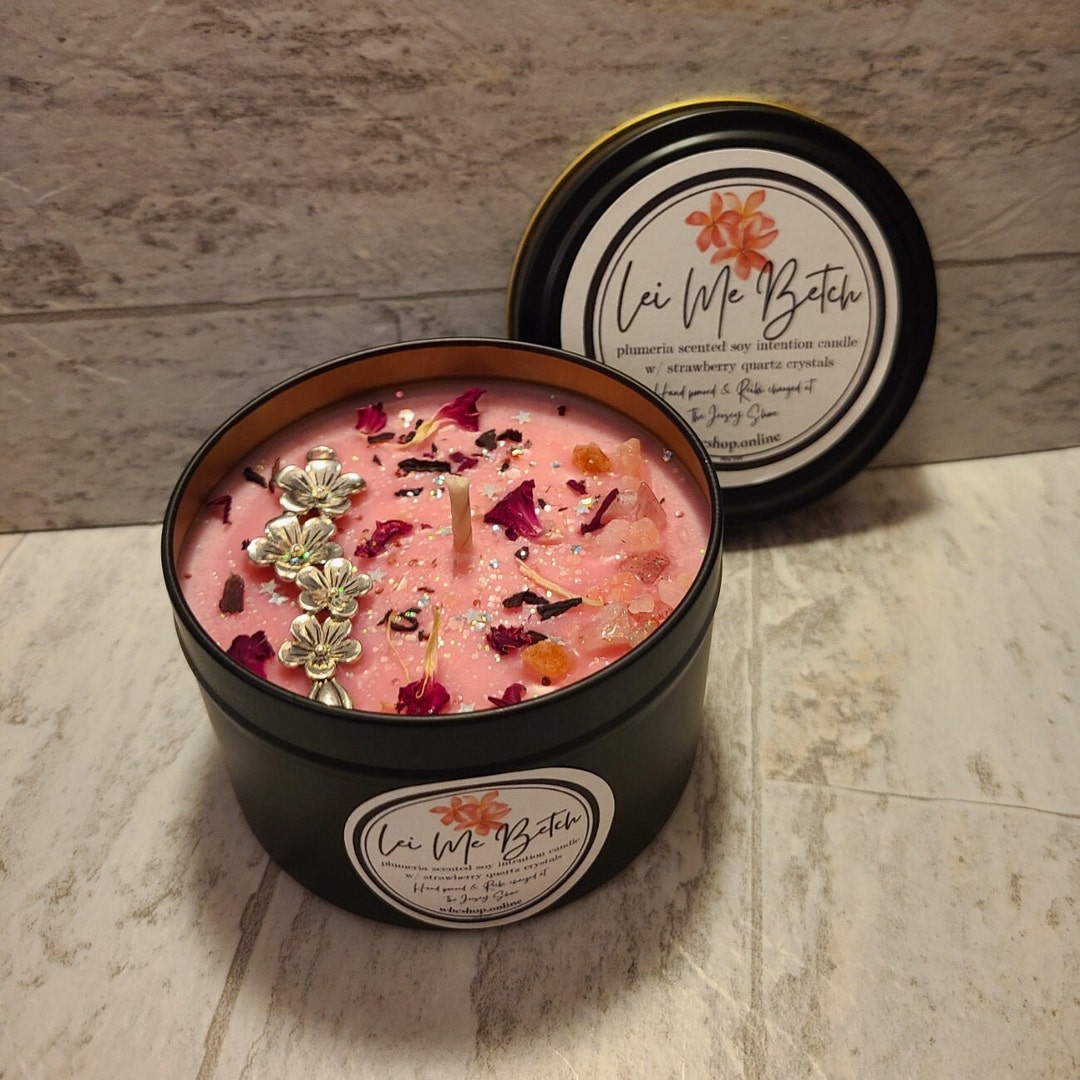 Lei Me Betch Plumeria Scented Soy Intention Candle With Crystals and ...