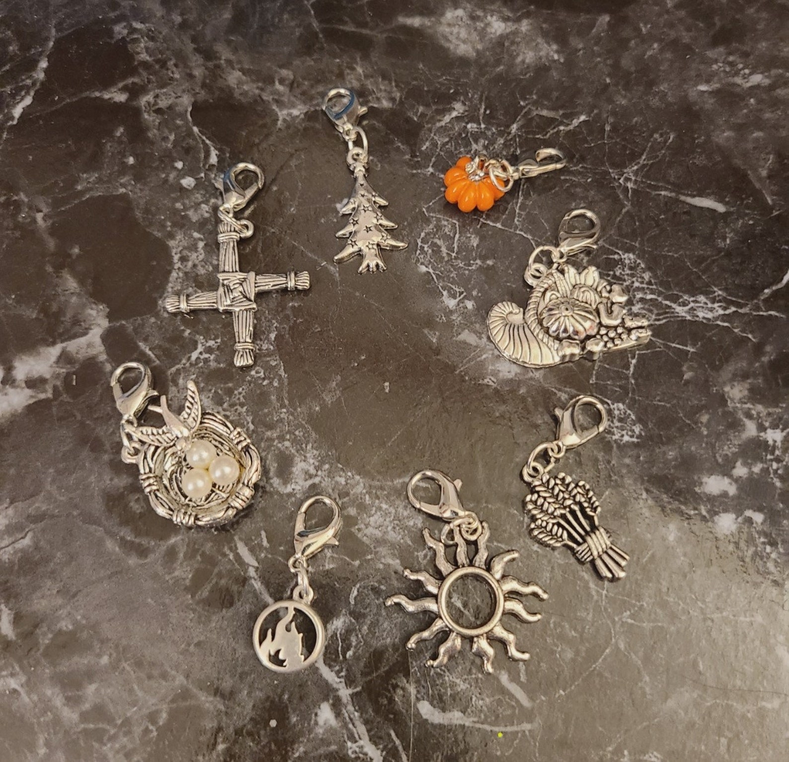 Wheel of the Year, All 8 Sabbat Charms, Yule, Imbolc, Ostara, Beltane ...