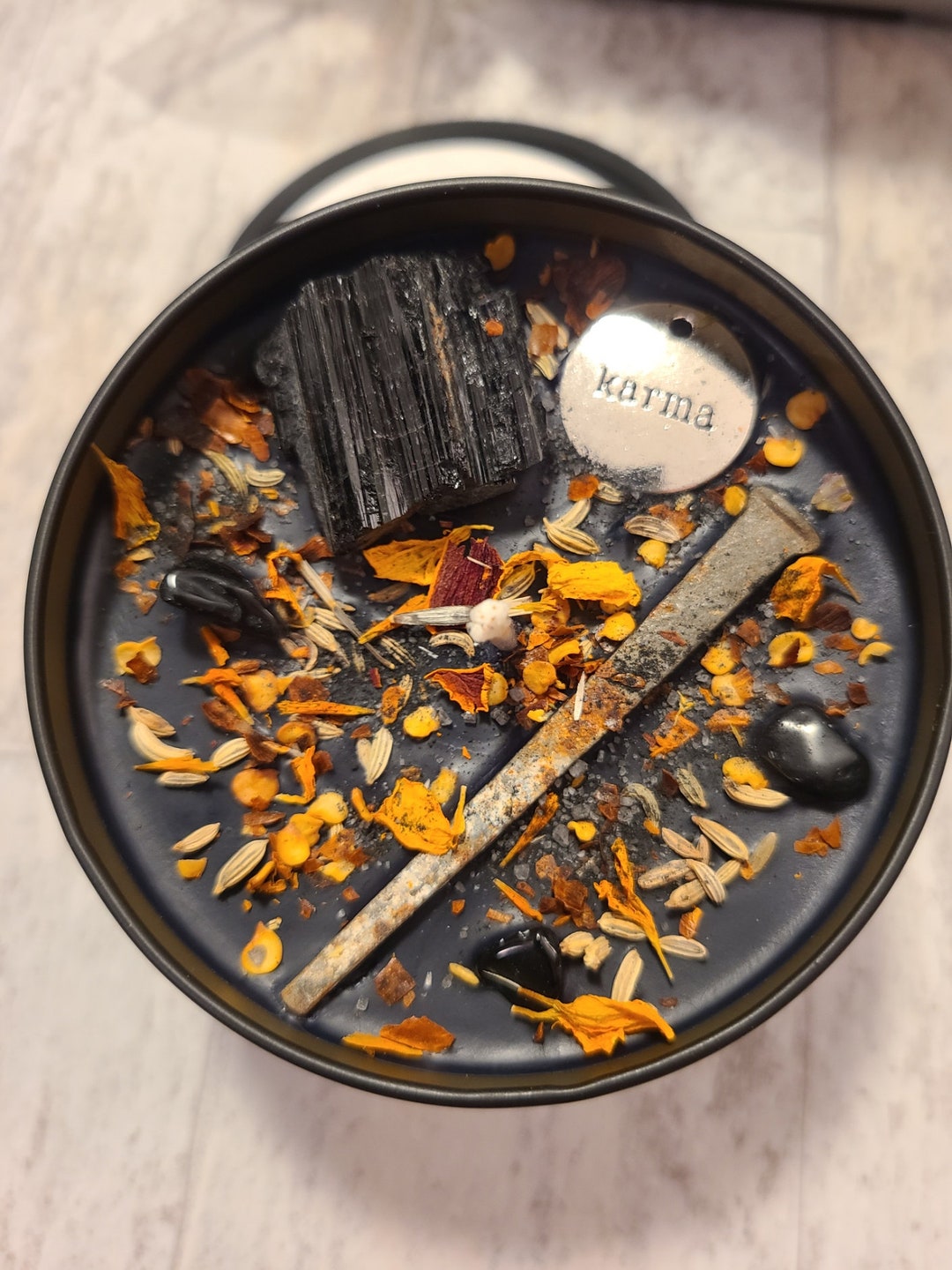 Karma Ritual Intention Candle: Black Tourmaline, Obsidian, and ...