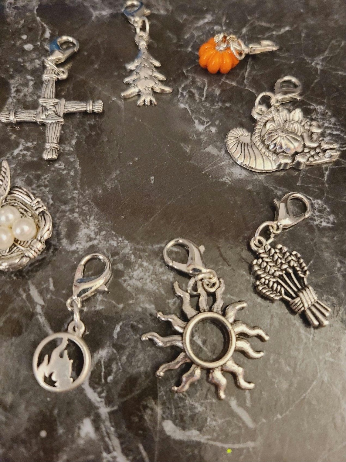Wheel of the Year, All 8 Sabbat Charms, Yule, Imbolc, Ostara, Beltane ...