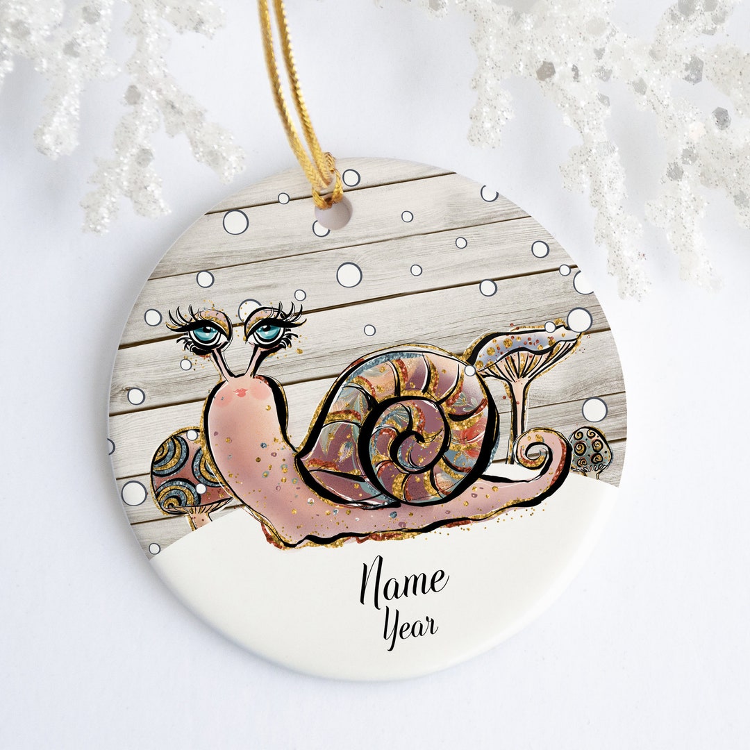 Personalized Snail Ornament - Ceramic - Porcelain - Holiday Ornament ...