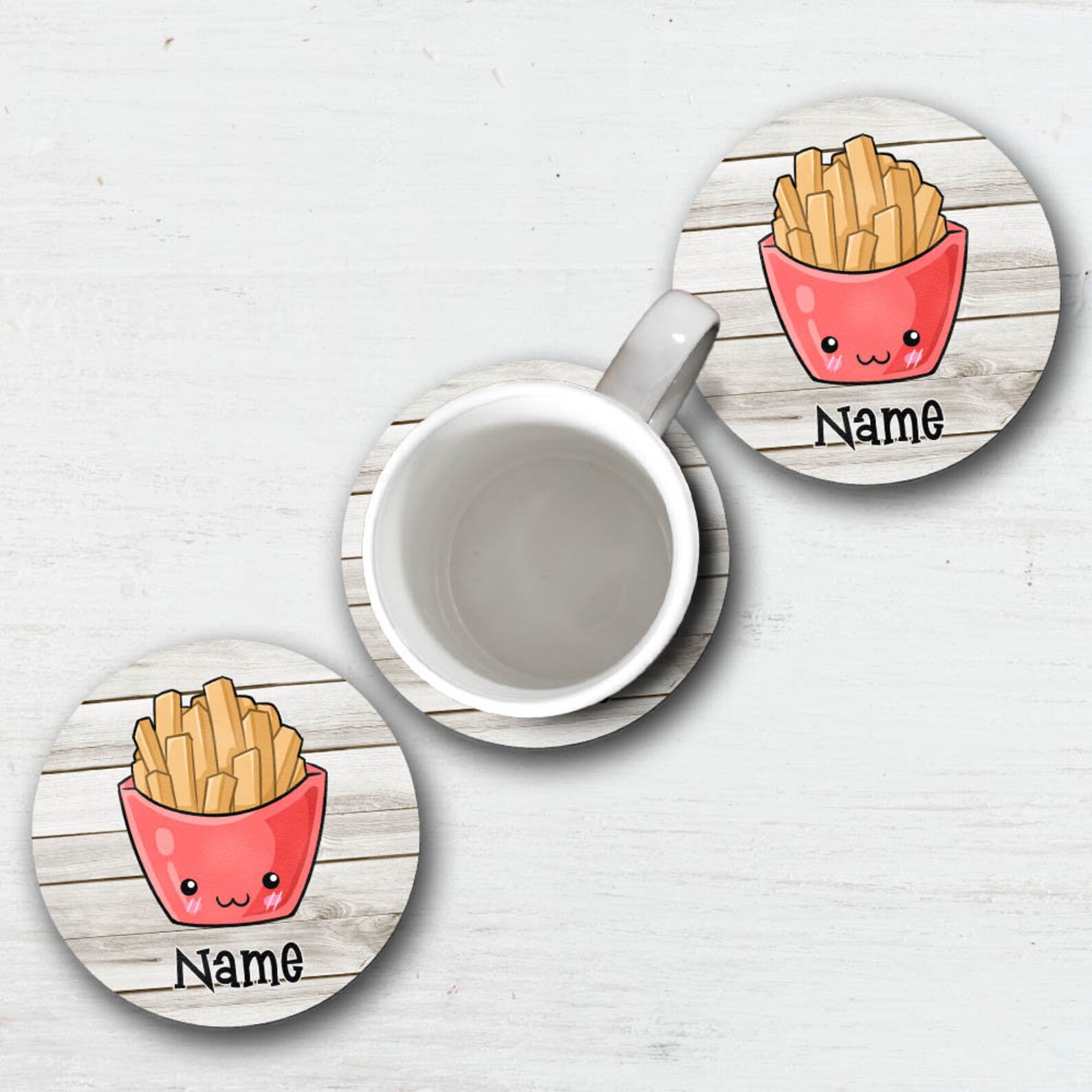 French Fries Personalized Mouse Pad Coaster Set Matching | Etsy