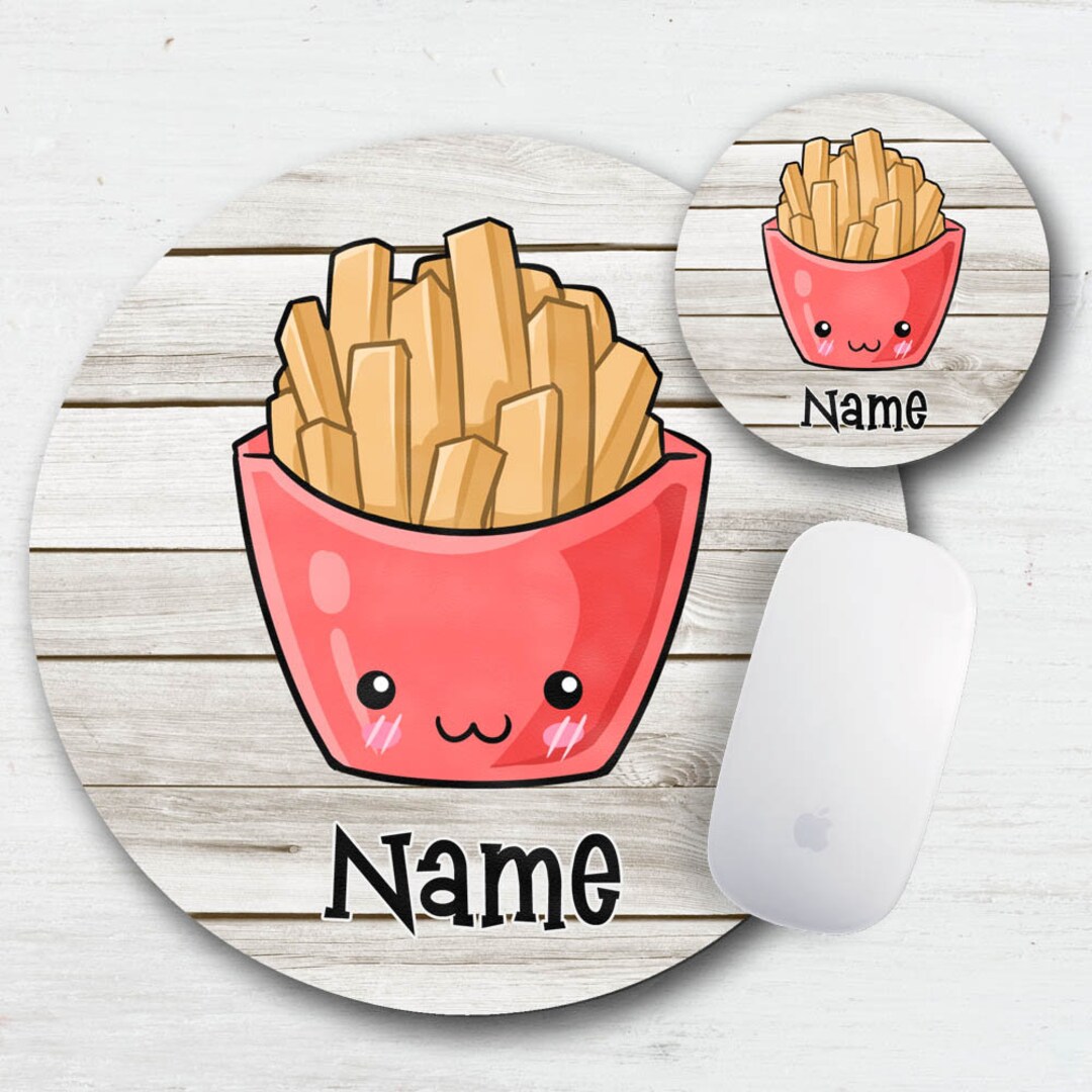 French Fries Personalized Mouse Pad Coaster Set Matching Mouse Pad ...