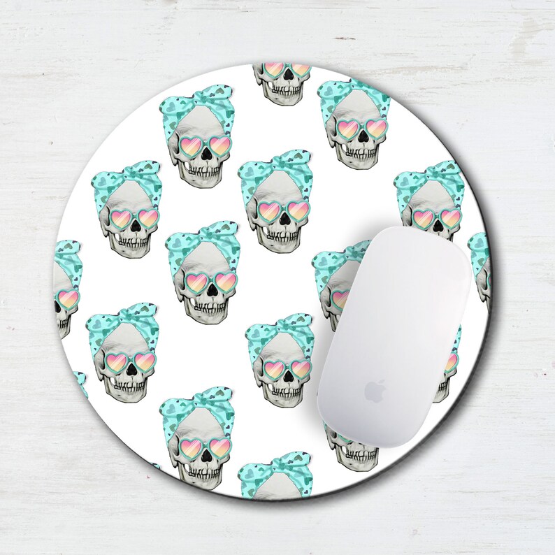 Pastel Skull Mouse Pad Fabric Mouse Pad Desk Mat Round - Etsy