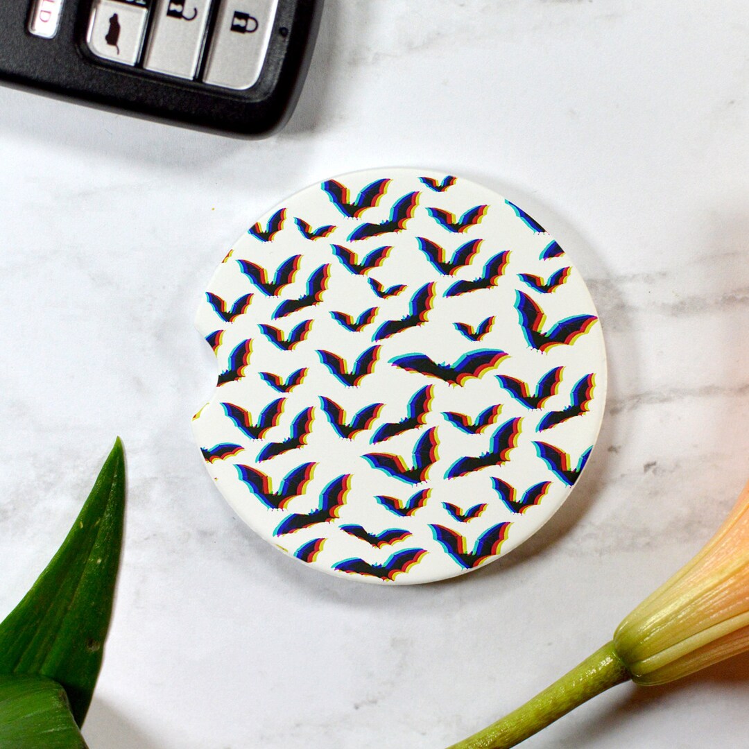 Trippy Dizzy Bats Car Coaster - Halloween - Absorbent - Cup Holder ...