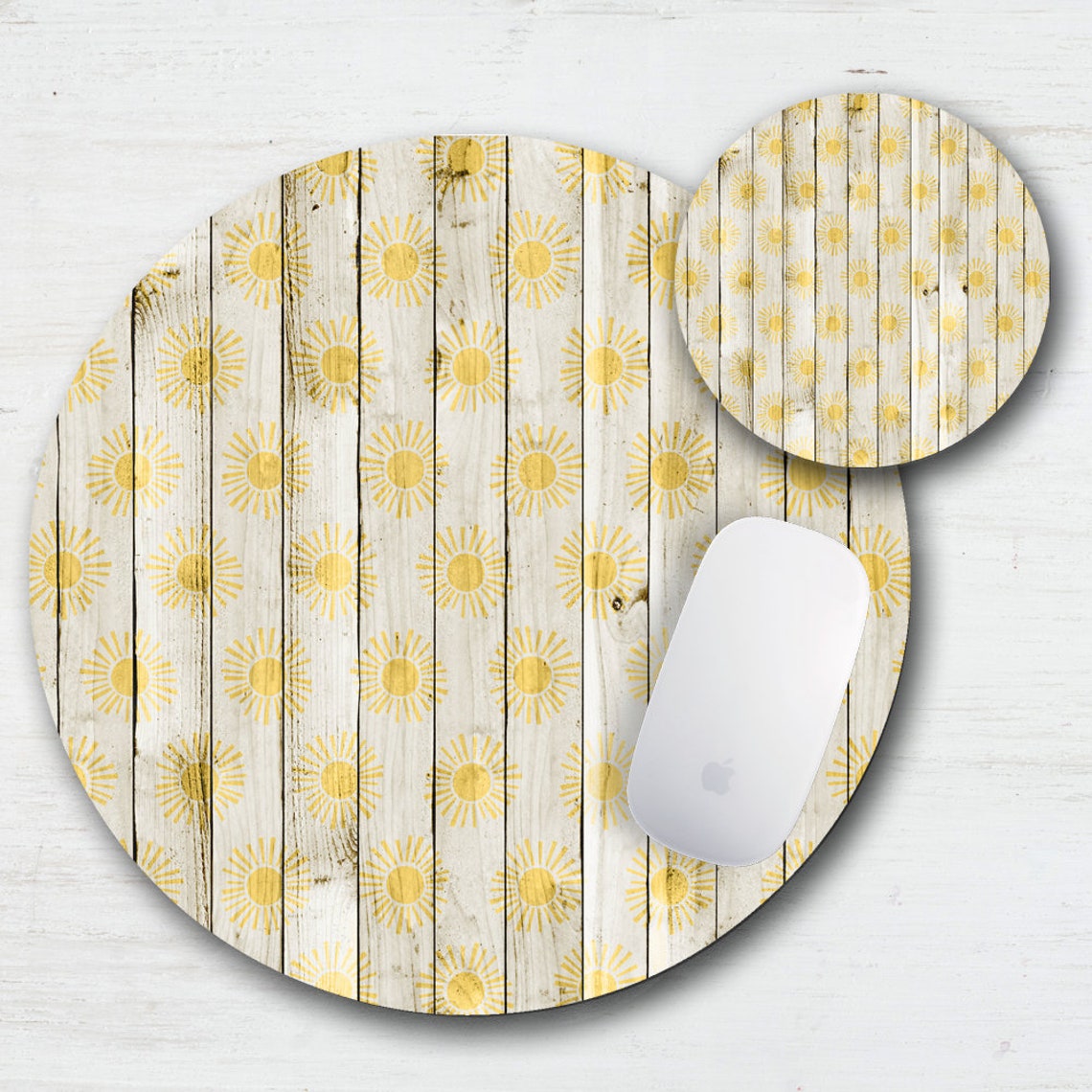 Summer Sun Beach Wood Mouse Pad Coaster Set Matching Mouse | Etsy