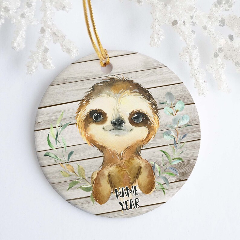 Sloth Personalized Ornament Ceramic Porcelain Holiday - Etsy