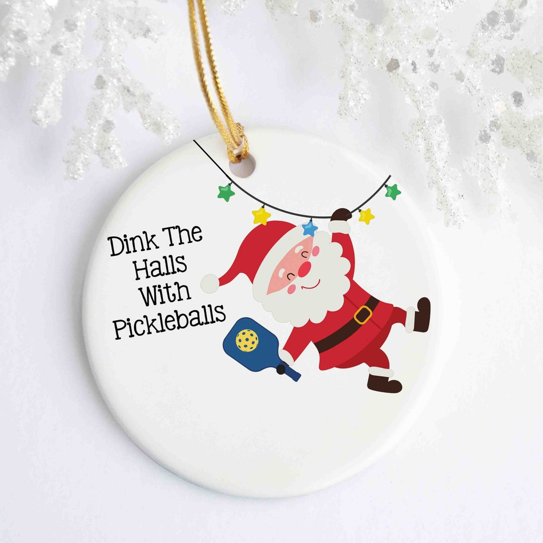 Pickleball Santa Ornament - Ceramic - Porcelain - Holiday Ornament ...