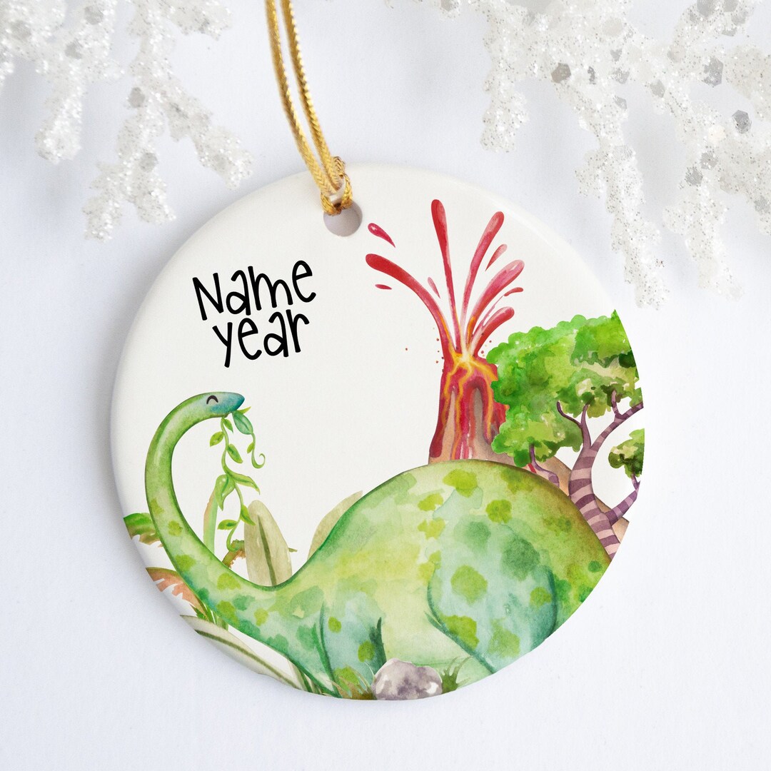 Brontosaurus Dinosaur Personalized Ornament Christmas Ceramic Holiday ...