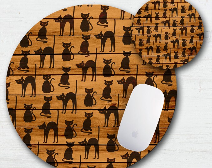 Playful Cats Mouse Pad Coaster Set Cute Kitties Cat Lover - Etsy