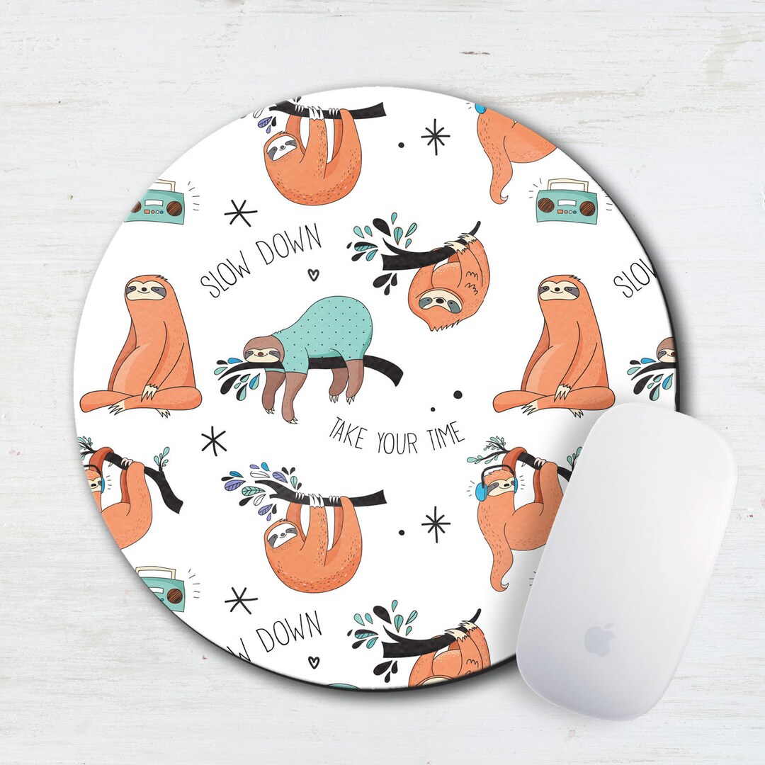 Slow Down Sloths Mouse Pad Fabric Mouse Pad Tropical Decor Desk Mat ...