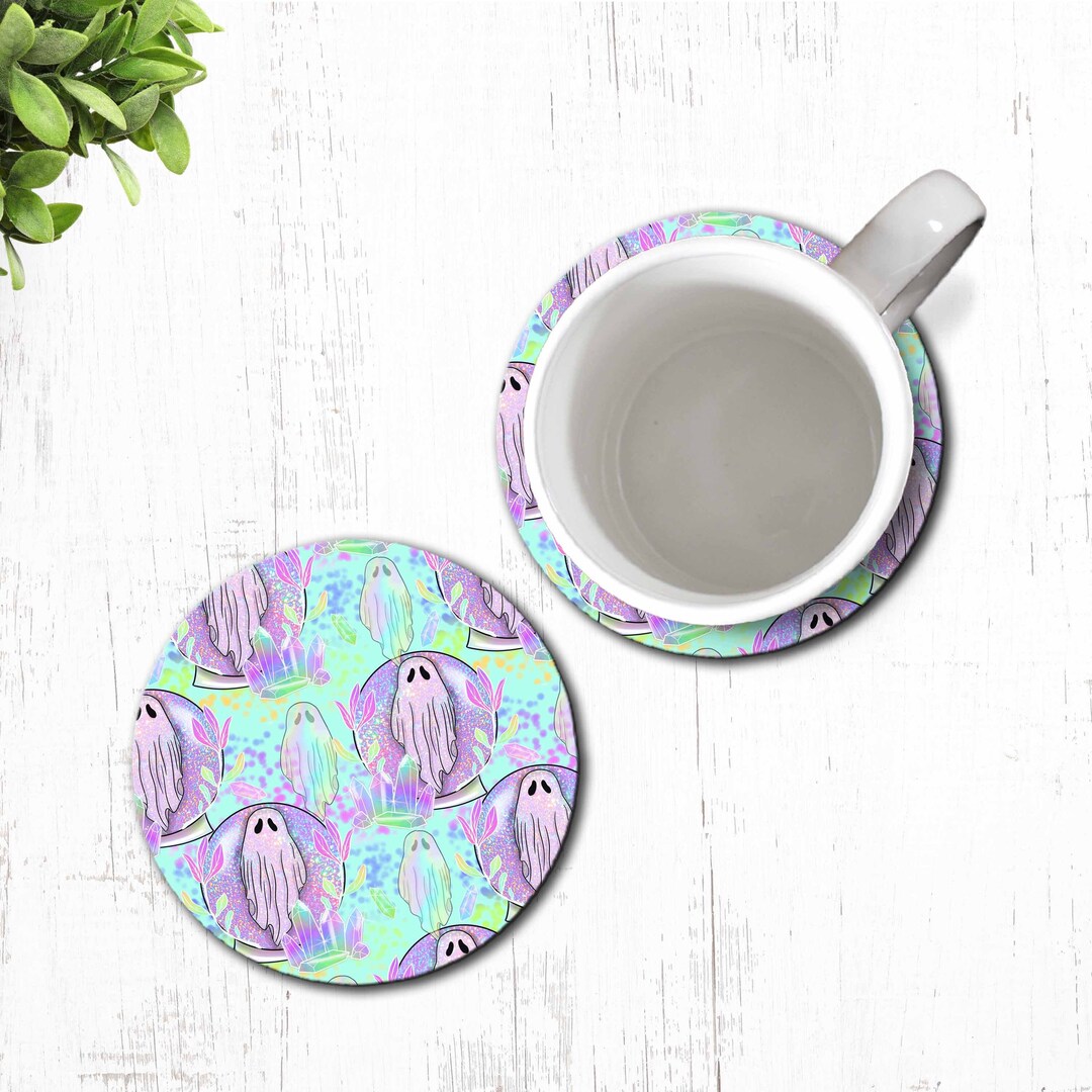 Pastel Goth Ghost Crystal Ball Flexible Neoprene Drink Coaster - Etsy