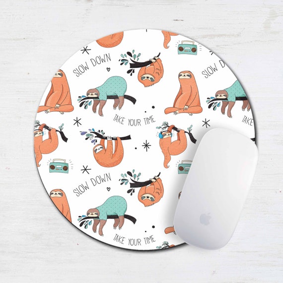 Lounging Sloths Mouse Pad Desk Office Round Mouse Pad | Etsy