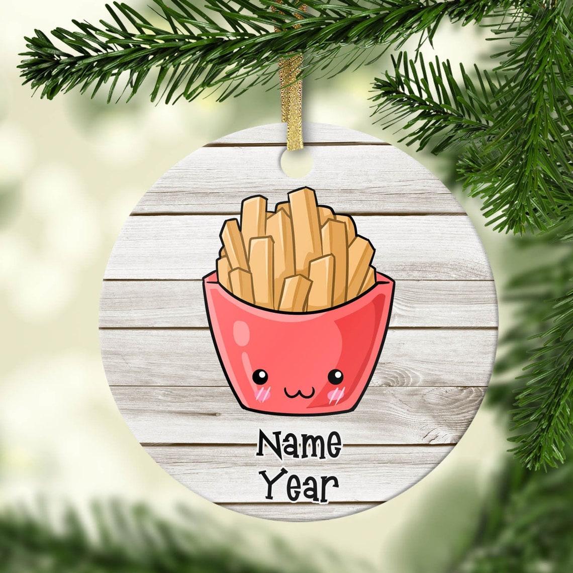 French Fries Ornament - Personalized Ceramic Ornament - Name Date ...