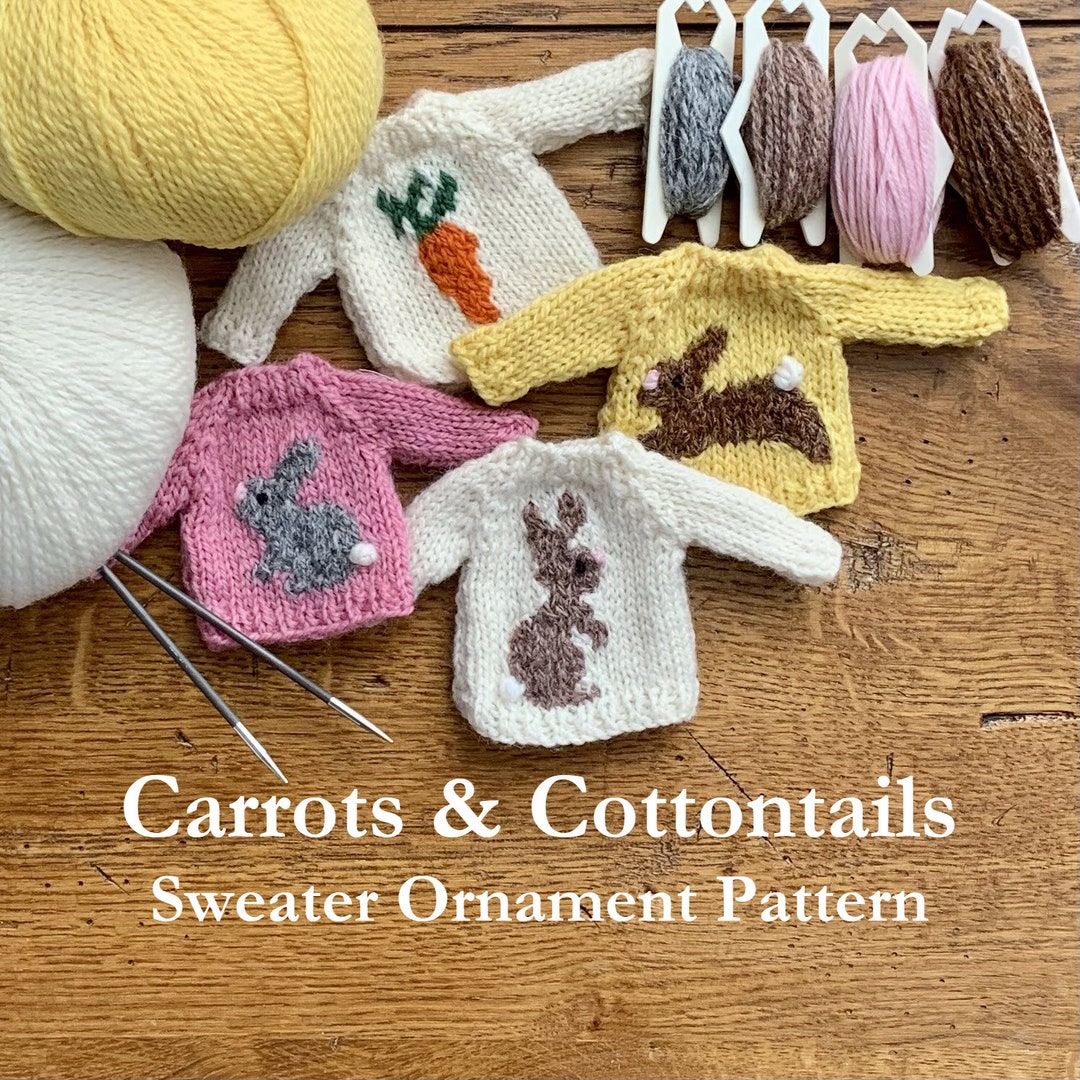 Carrots and Cottontails Sweaters Christmas Ornament Knitting Pattern - Etsy