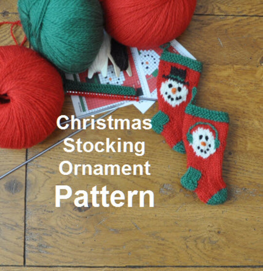 Snowman Pair Christmas Stocking Ornament Knitting Pattern Set of 2 ...