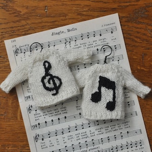 Treble Clef Sweater Hand-knit Ornament available to Order - Etsy