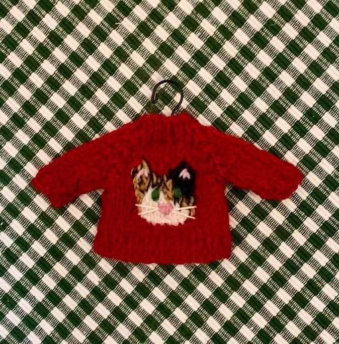 Calico Cat Hand-knit Sweater Ornament - Etsy
