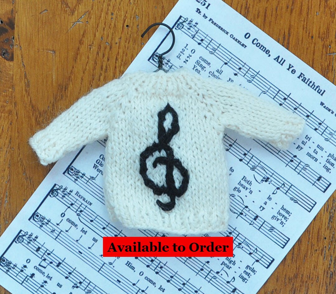 Treble Clef Sweater Hand-knit Ornament available to Order - Etsy