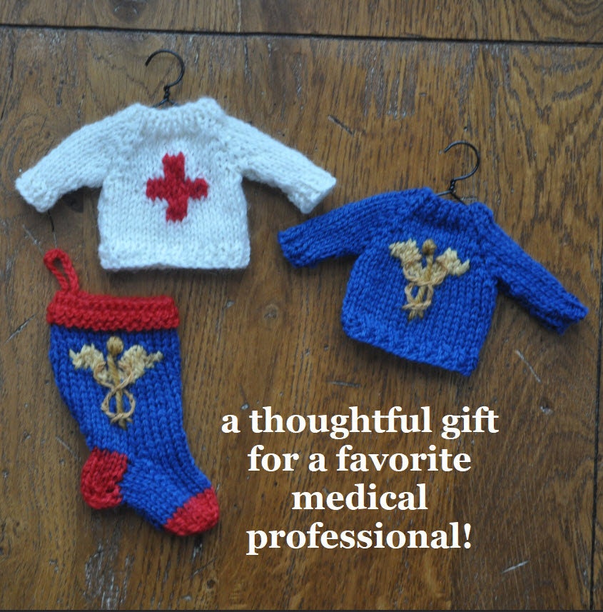 Medical Caduceus Hand-Knit Sweater Ornament | Etsy