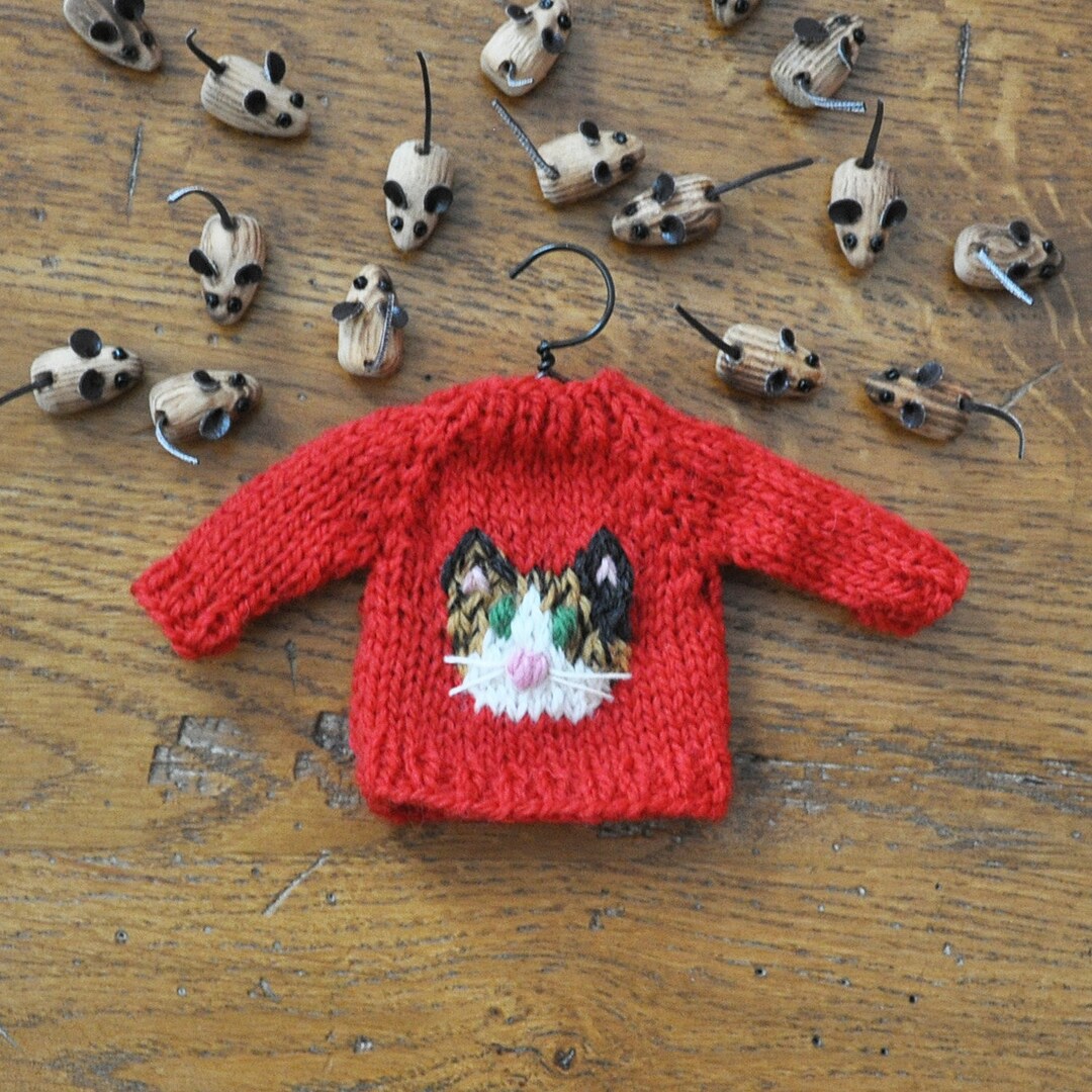 Calico Cat Hand-knit Sweater Ornament - Etsy