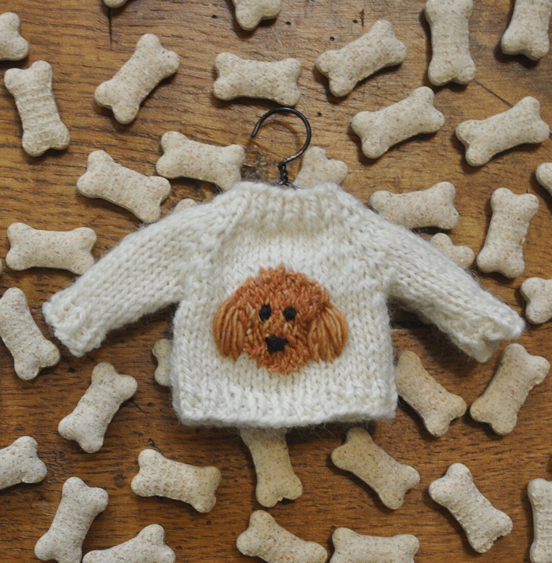 Apricot Goldendoodle Hand-knit Sweater Ornament Doodle Cockapoo Havapoo ...