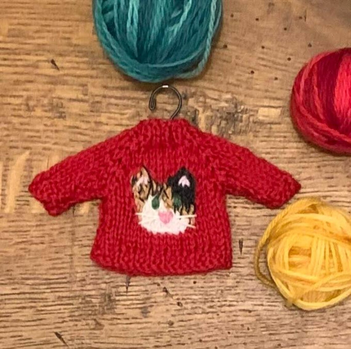 Calico Cat Hand-knit Sweater Ornament - Etsy