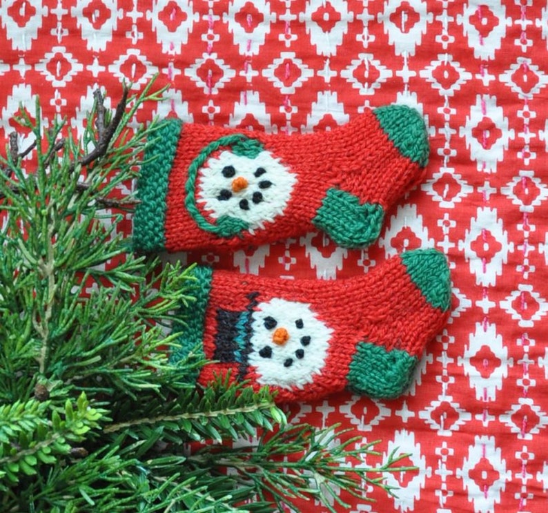 Snowman Pair Christmas Stocking Ornament Knitting Pattern Set - Etsy