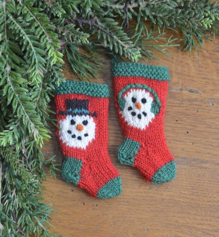 Snowman Pair Christmas Stocking Ornament Knitting Pattern Set | Etsy