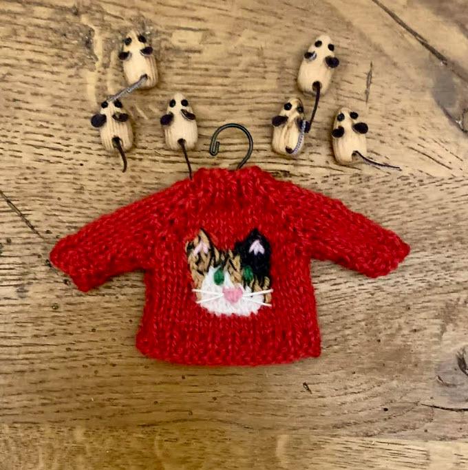 Calico Cat Hand-knit Sweater Ornament - Etsy