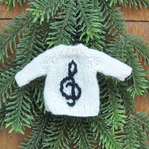 Treble Clef Sweater Hand-knit Ornament available to Order - Etsy