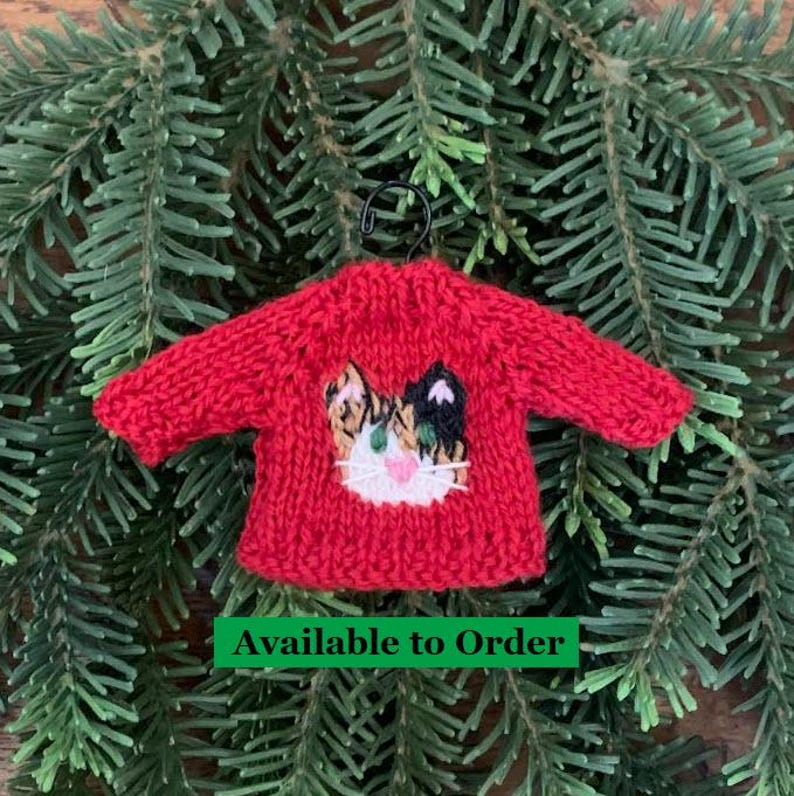 Calico Cat Hand-knit Sweater Ornament - Etsy