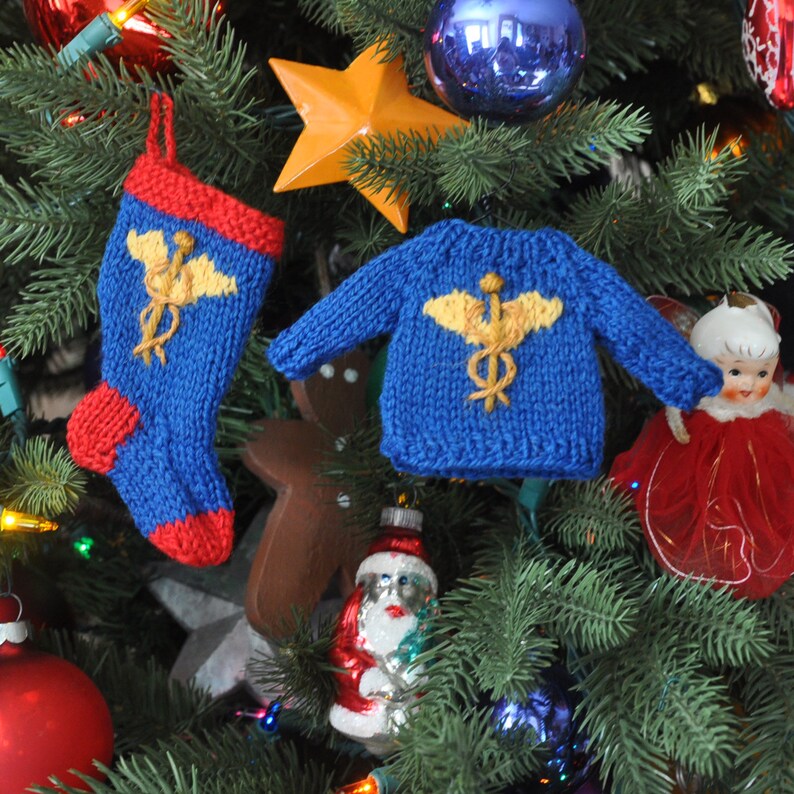 Medical Caduceus Hand-knit Sweater Ornament - Etsy