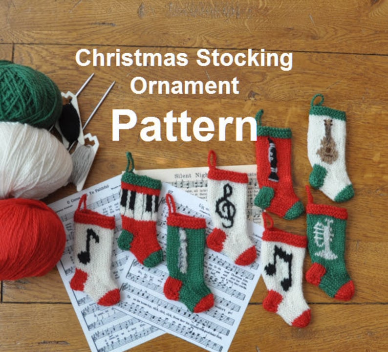 Musical Christmas Stocking Ornaments Knitting Pattern | Etsy