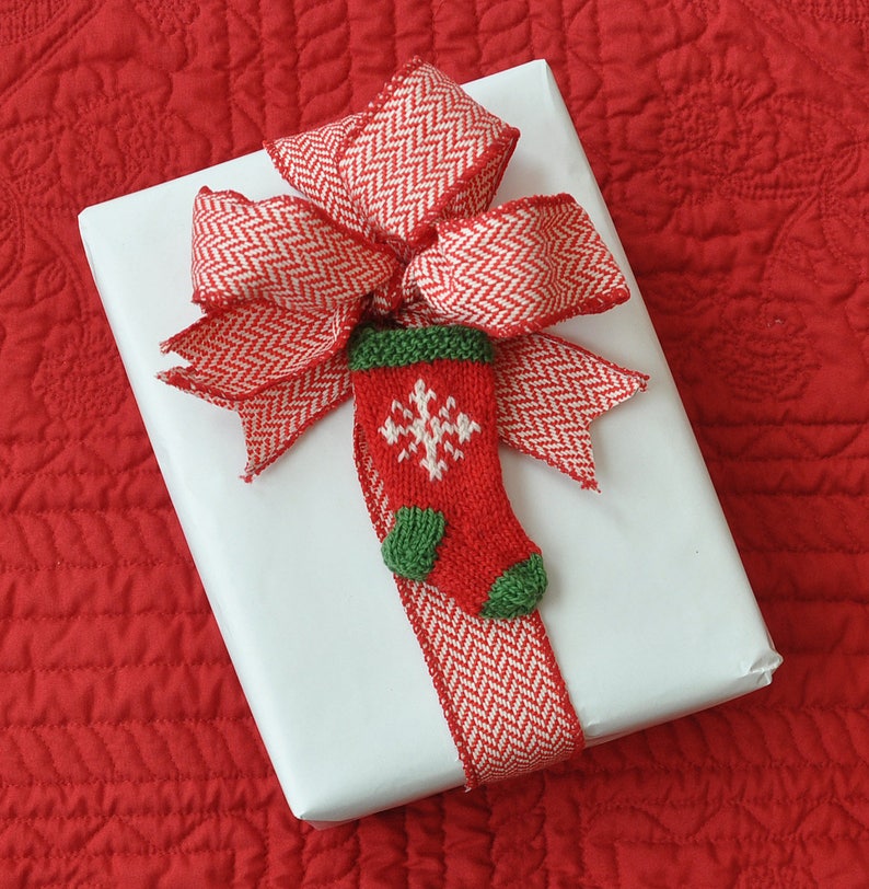 Stripes & Snowflakes Christmas Stocking Ornament Knitting Pattern - Etsy