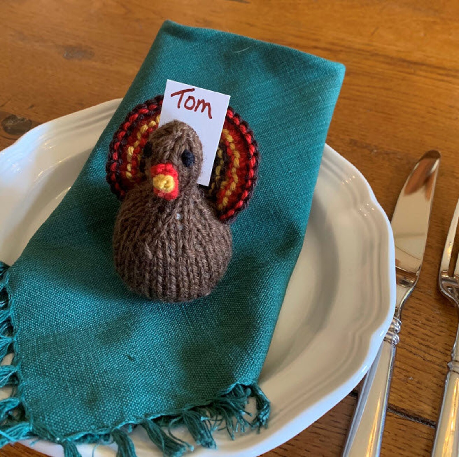 Turkey Knitting Pattern Thanksgiving Place Card Holder Turkey Ornament ...