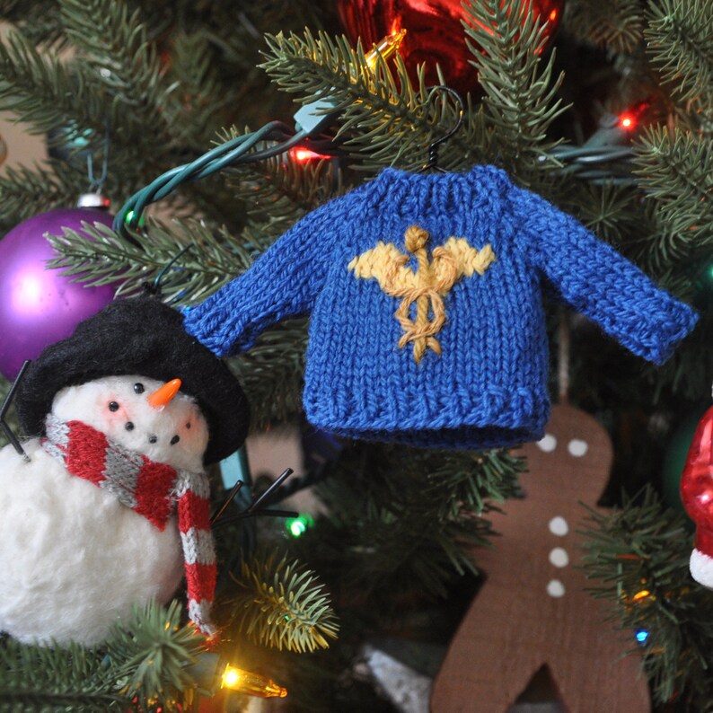 Medical Caduceus Hand-knit Sweater Ornament - Etsy