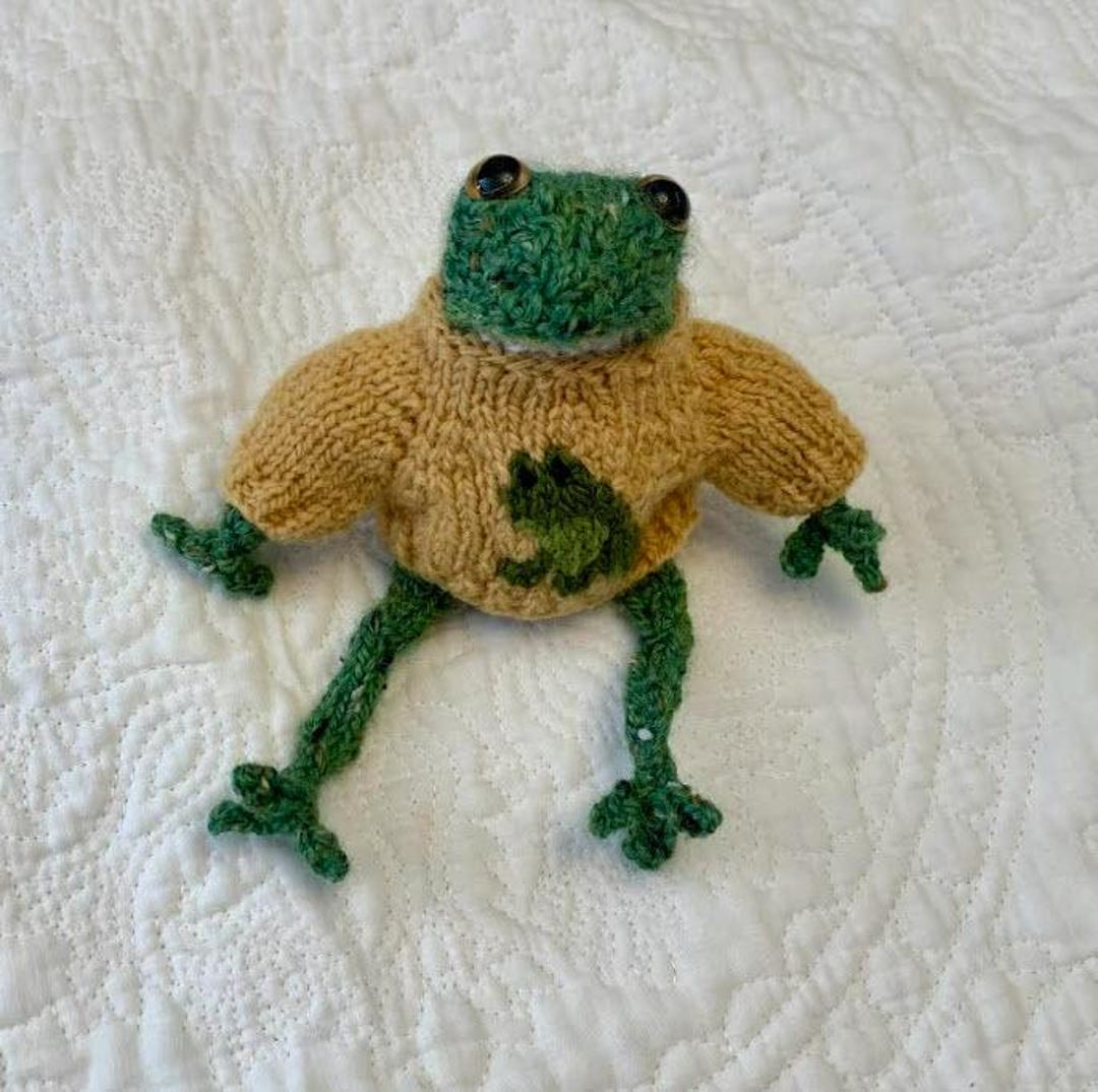 Froggy Wearing Sweaters for Dotpebbles Knitted Frog Toy Seasonal Hand ...