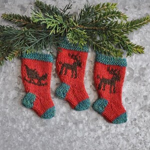 Sleigh & Reindeer Christmas Stocking Ornament Knitting Pattern - Etsy