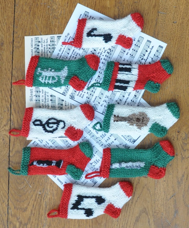 Musical Christmas Stocking Ornaments Knitting Pattern - Etsy