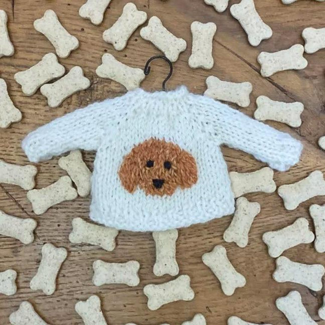 Apricot Goldendoodle Hand-knit Sweater Ornament Doodle Cockapoo Havapoo ...