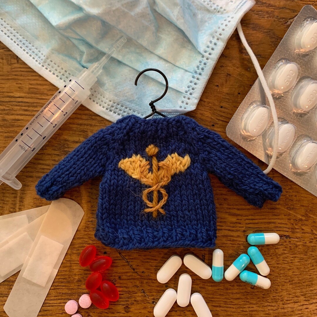 Medical Caduceus Hand-knit Sweater Ornament - Etsy