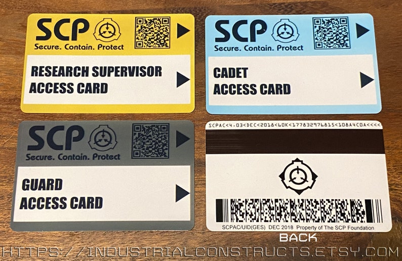 SCP Foundation Secure Access ID Cards - Secret Laboratory Version V2 - Etsy
