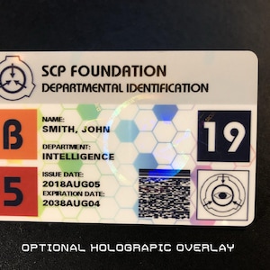 SCP Foundation Departmental ID Card / Badge - Customized With Your ...