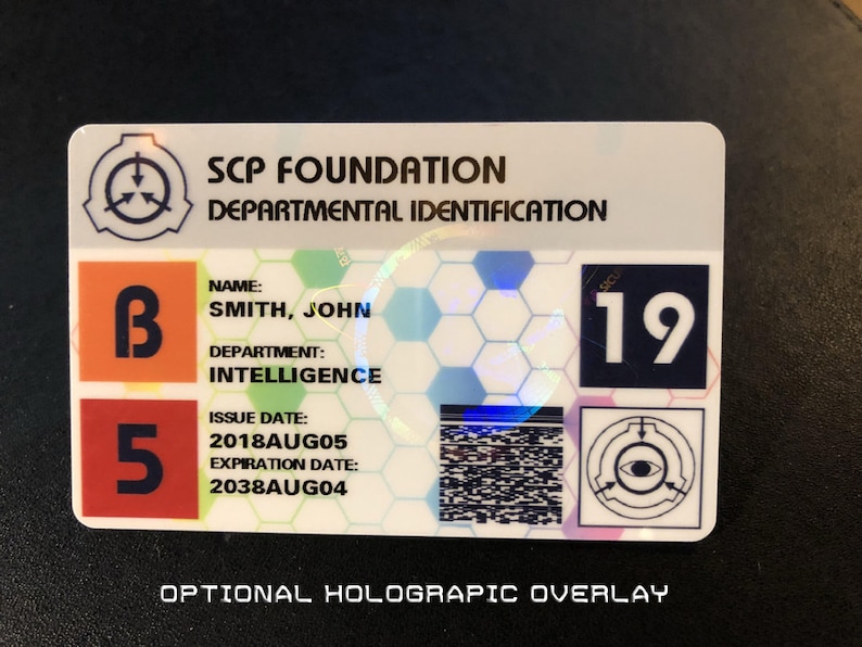 SCP Foundation Departmental ID Card / Badge Customized With - Etsy