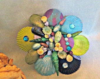 Sea shell beach ornament round Sea shell collage art_beach | Etsy