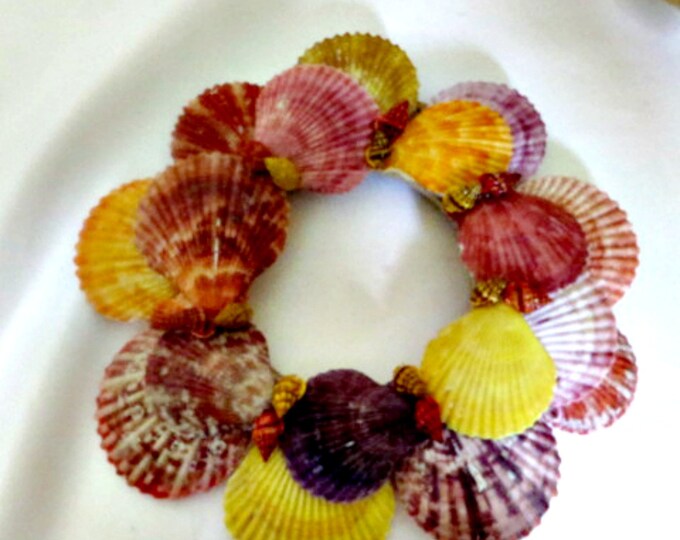 Bright Tropical Seashell Wreath_beach Decor Wreaths_pectin Shell Wreath ...