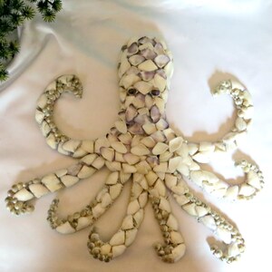 Seashell Octopus Wall Decor_white and Purple Shells_ Beach Wall Hanging ...