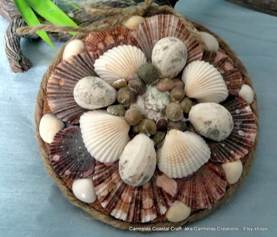 Sea shell beach ornament round Sea shell collage art_beach | Etsy